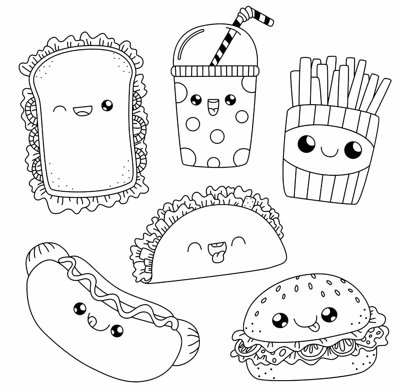 50+ Desenhos de Comidas Fofas para colorir - Pop Lembrancinhas