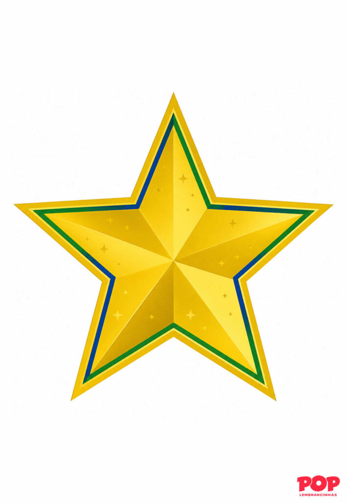 Molde de Estrela do Hexa do Brasil - Pop Lembrancinhas